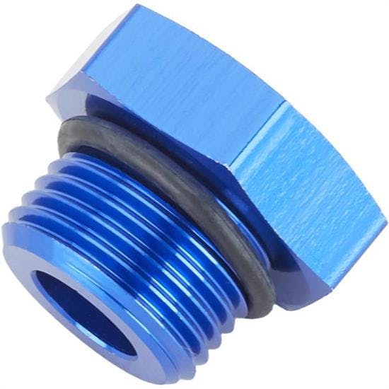 Aluminum Straight Thread Fitting Plug, Blue, -8 AN