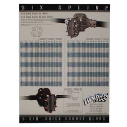 Winters Performance POSTER-6 6-Spline Quick Change Gear Chart