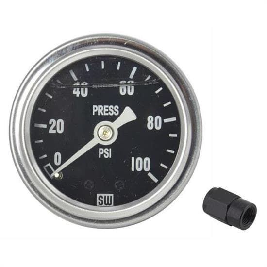 Fuel Pressure Gauge and LS Fuel Pressure Adapter, 100 psi, Black