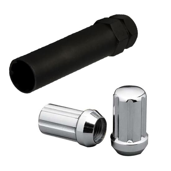 Rocket Racing Wheels Chrome Spline Drive Lugs & Socket, 1/2"-20