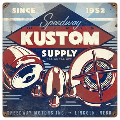 Speedway Kustom Supply Vintage Tin Sign