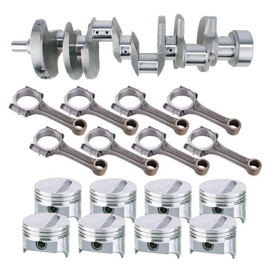 SB 350 Chevy Rotating Assem., One Piece, Flat Top-4 Valve, 5.7 Rod