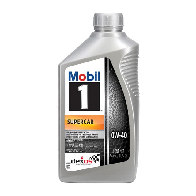 Mobil 1 Supercar Full Synthetic Motor Oil, 0W-40, Dexos R, Case/6