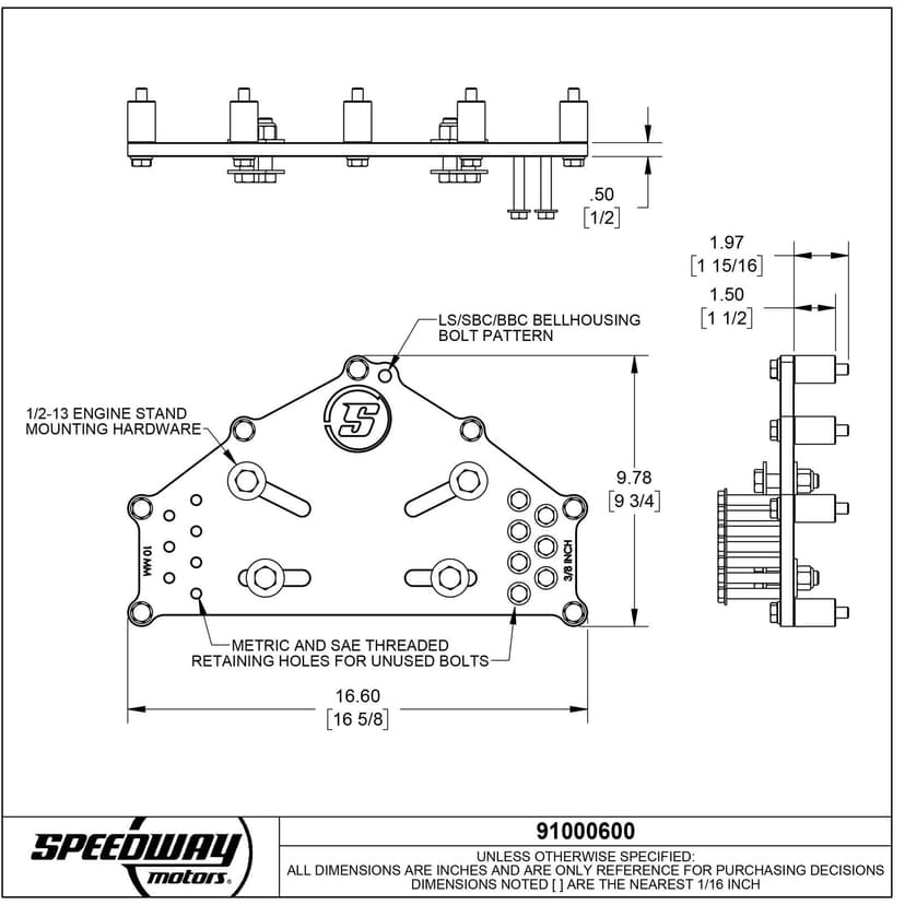 BlockDock™ Chevy Engine Stand Mounting Adapter Plate, LS/SBC/BBC