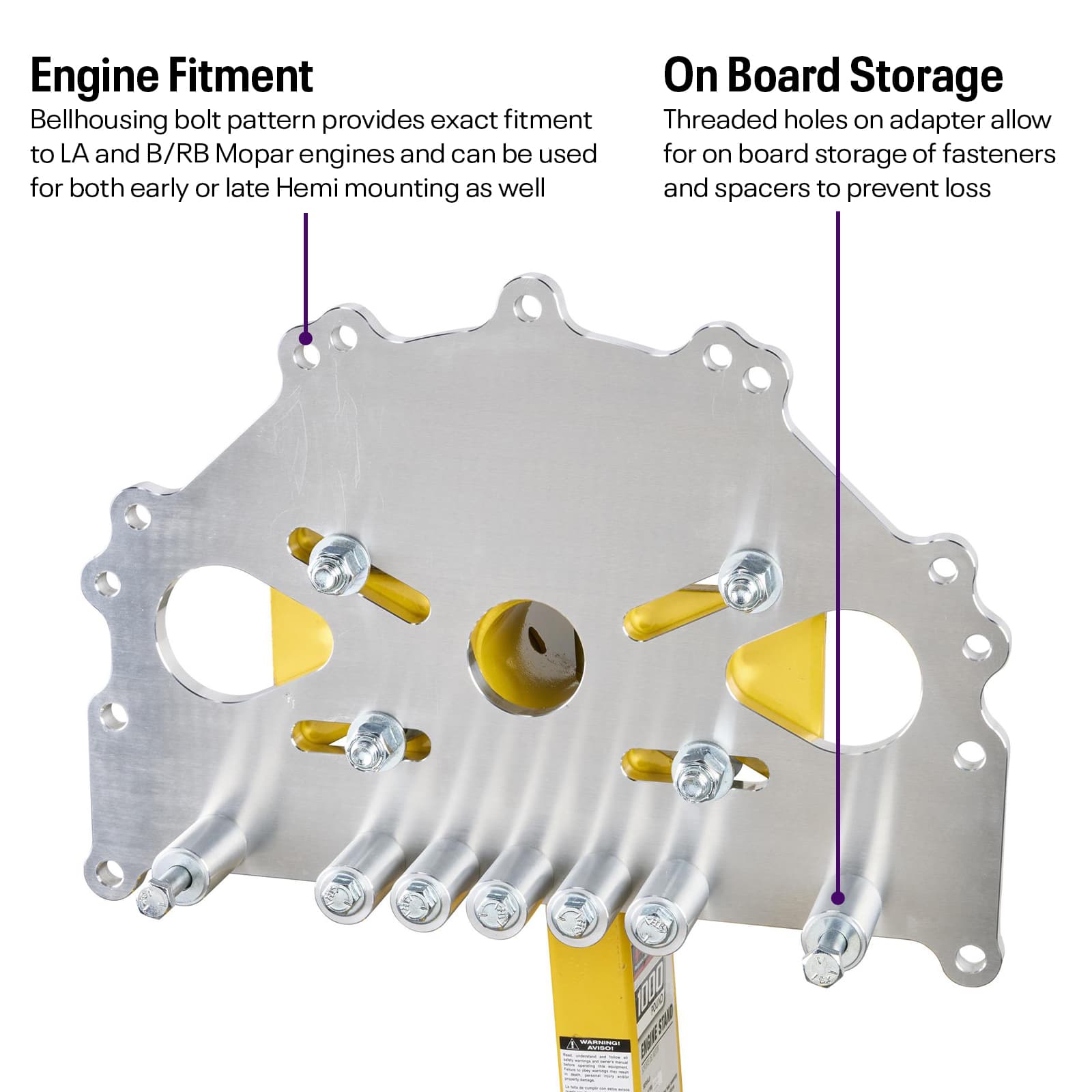 BlockDock™ Mopar Engine Stand Mount Adapter Plate, LA/B/RB/Hemi