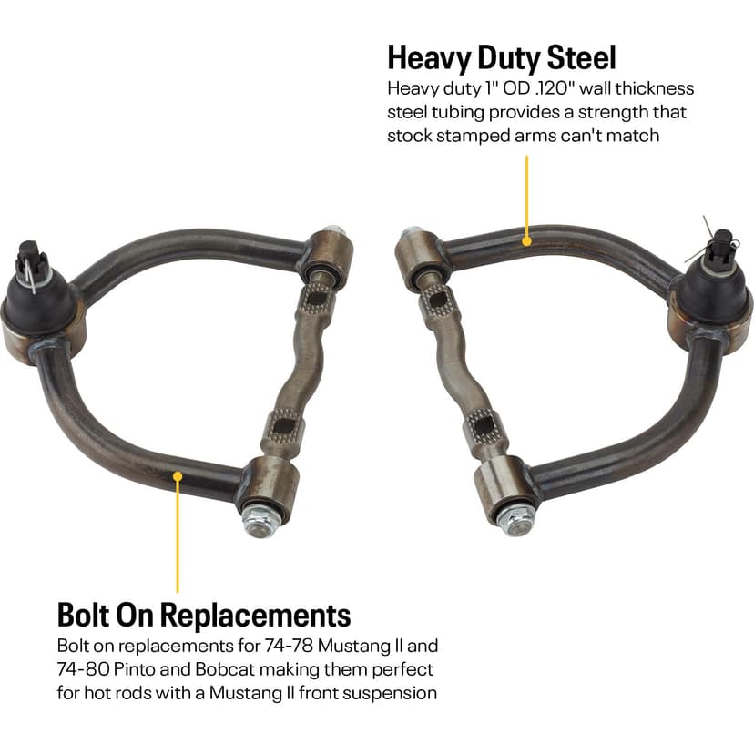 Speedway Mustang II Tubular Upper Control Arms, Stock Width, Pair