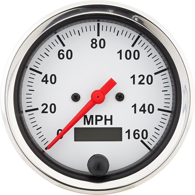 Speedway Speedometer Gauge, White Face, 3-3/8, Electric