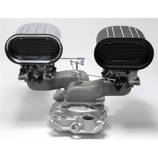 SBC Dual Quad Cross Ram Adapter Kit with Carburetors and Manifold