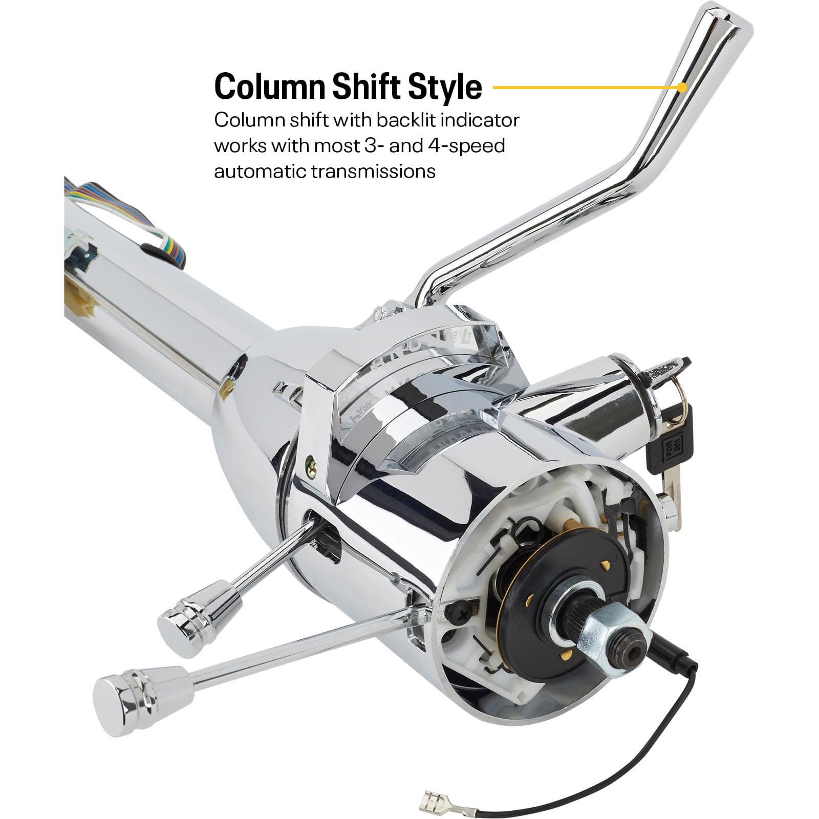 Universal Keyed GM Tilt Steering Column With Shifter, 32" Chrome