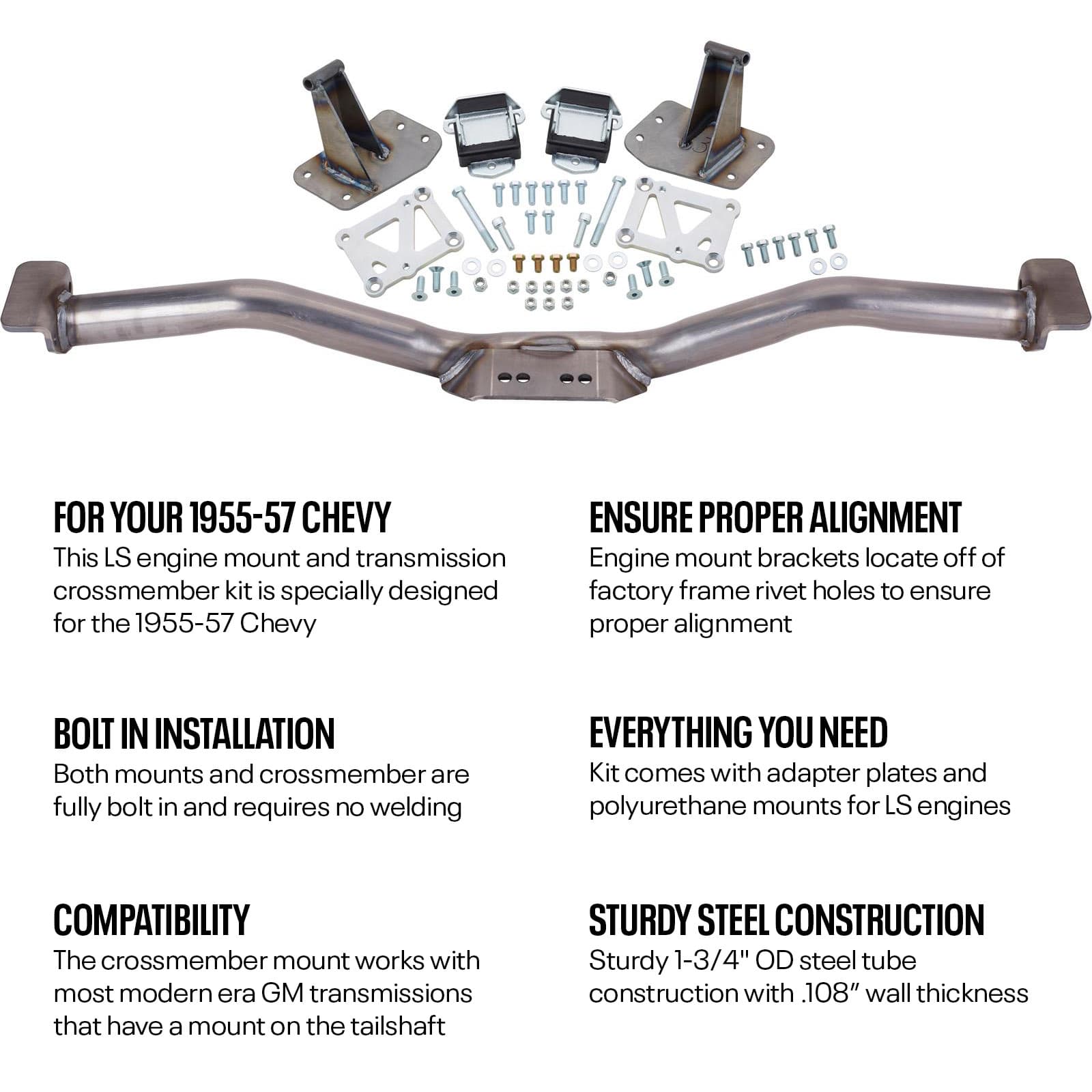 1955-57 Tri-5 Chevy LS Swap Engine Motor/Trans Mount Kit