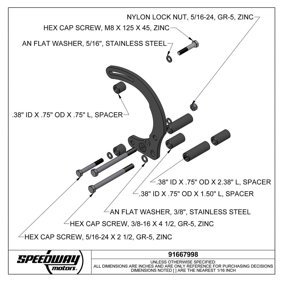 High Mount Alternator Bracket for Mini Race Alternator, SBC