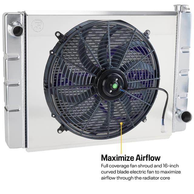 Single Pass Aluminum Radiator, Shroud, and Electric Fan Kit