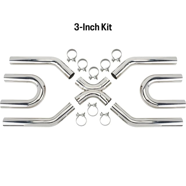Universal X-Pipe Exhaust System Mid-Pipe Kit, 304 Stainless Steel