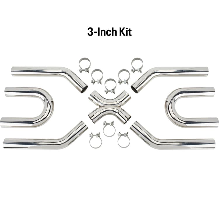Universal X-Pipe Exhaust System Mid-Pipe Kit, 304 Stainless Steel